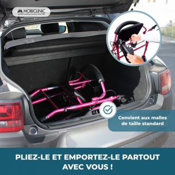 Déambulateur | Pliable | Aluminium | Freins sur les poignées | Siège
